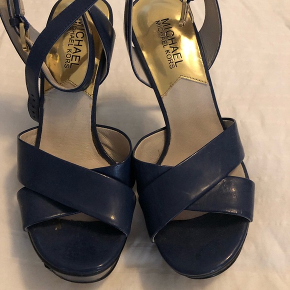 Michael Kors | Shoes | Patten Blue Michael Kors High Heel Sandals ...